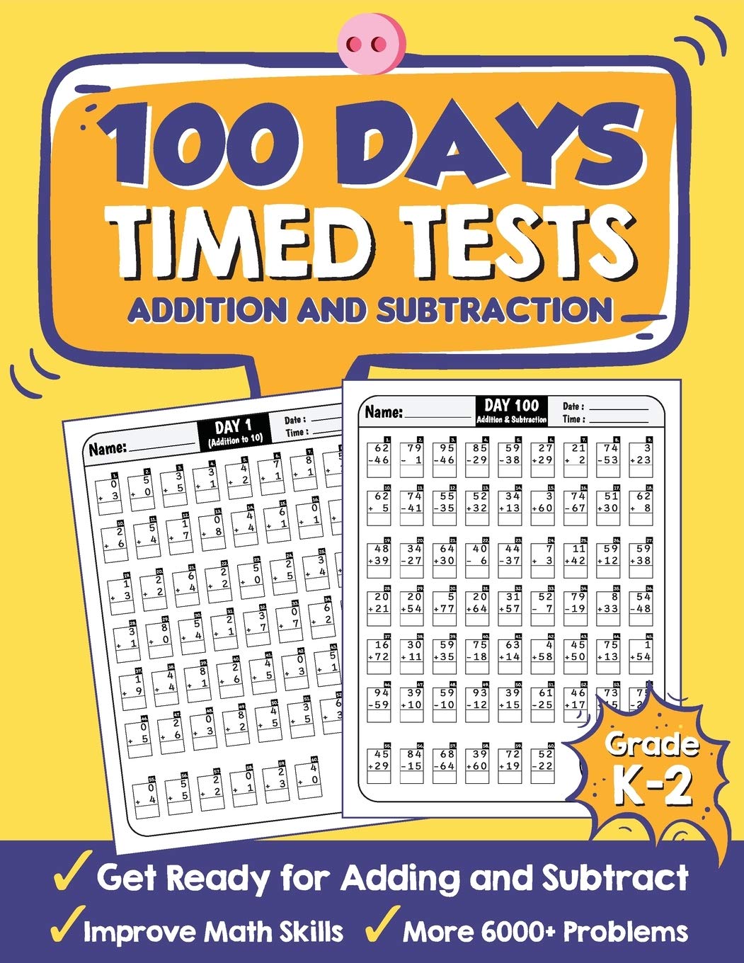 100 Days Timed Tests Addition and Subtraction: Beginner Math Drills ...