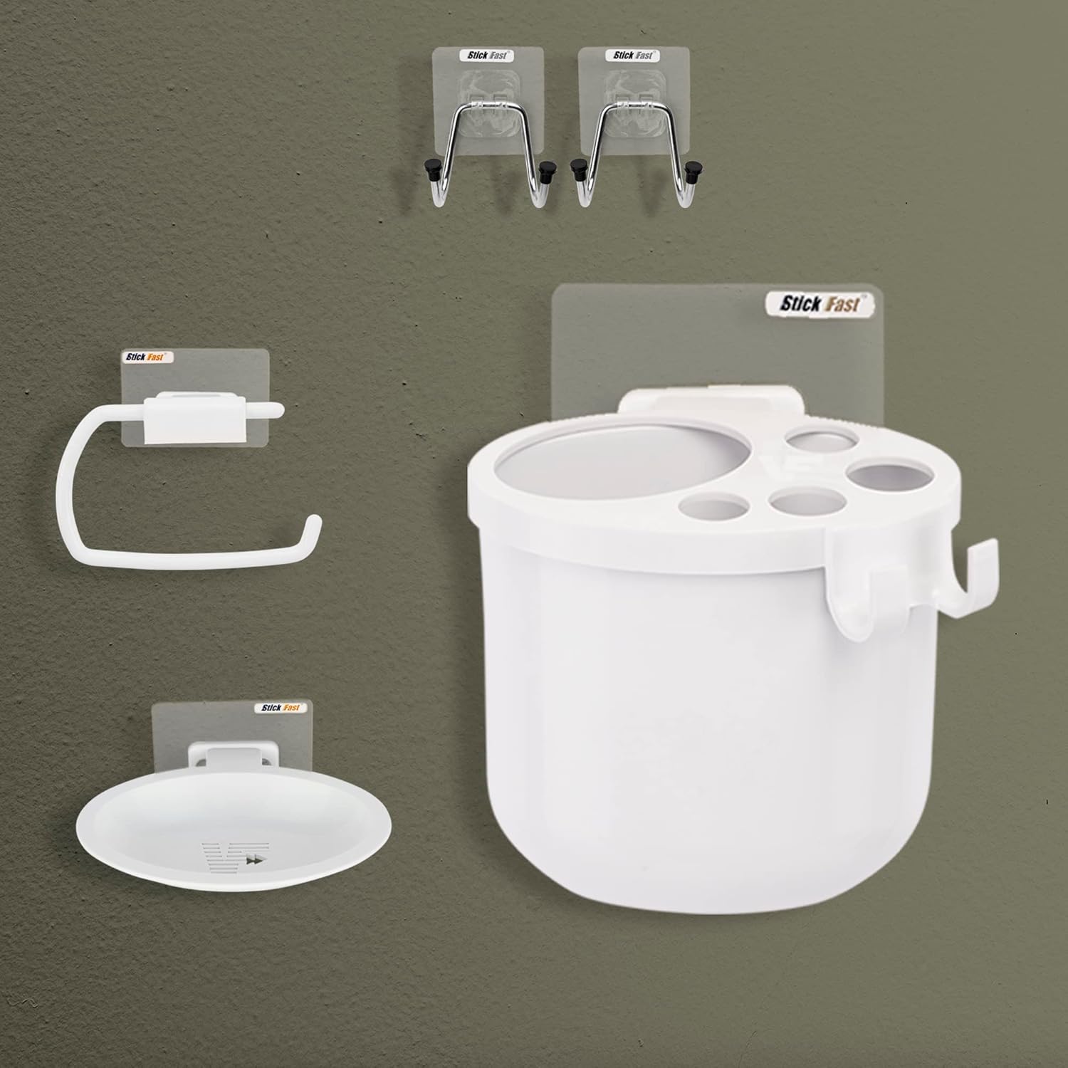 Stick Fast Self-Adhesive Bathroom Combo Set Pack of 4pcs with 3M ...