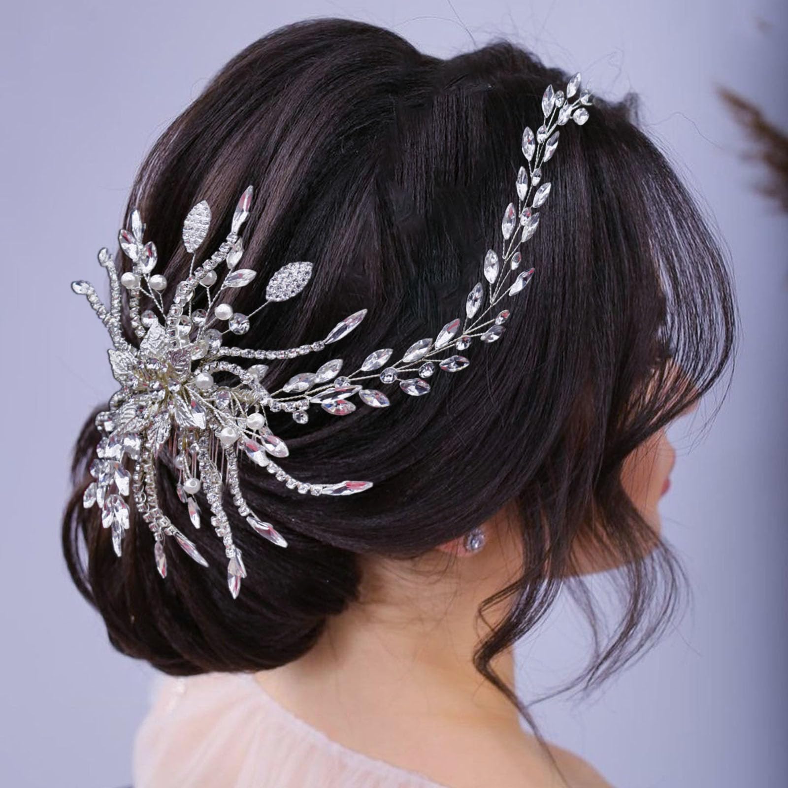 Amazon.com : Mpoikba Wedding Hair Pieces for Brides, Handmade Bridal ...