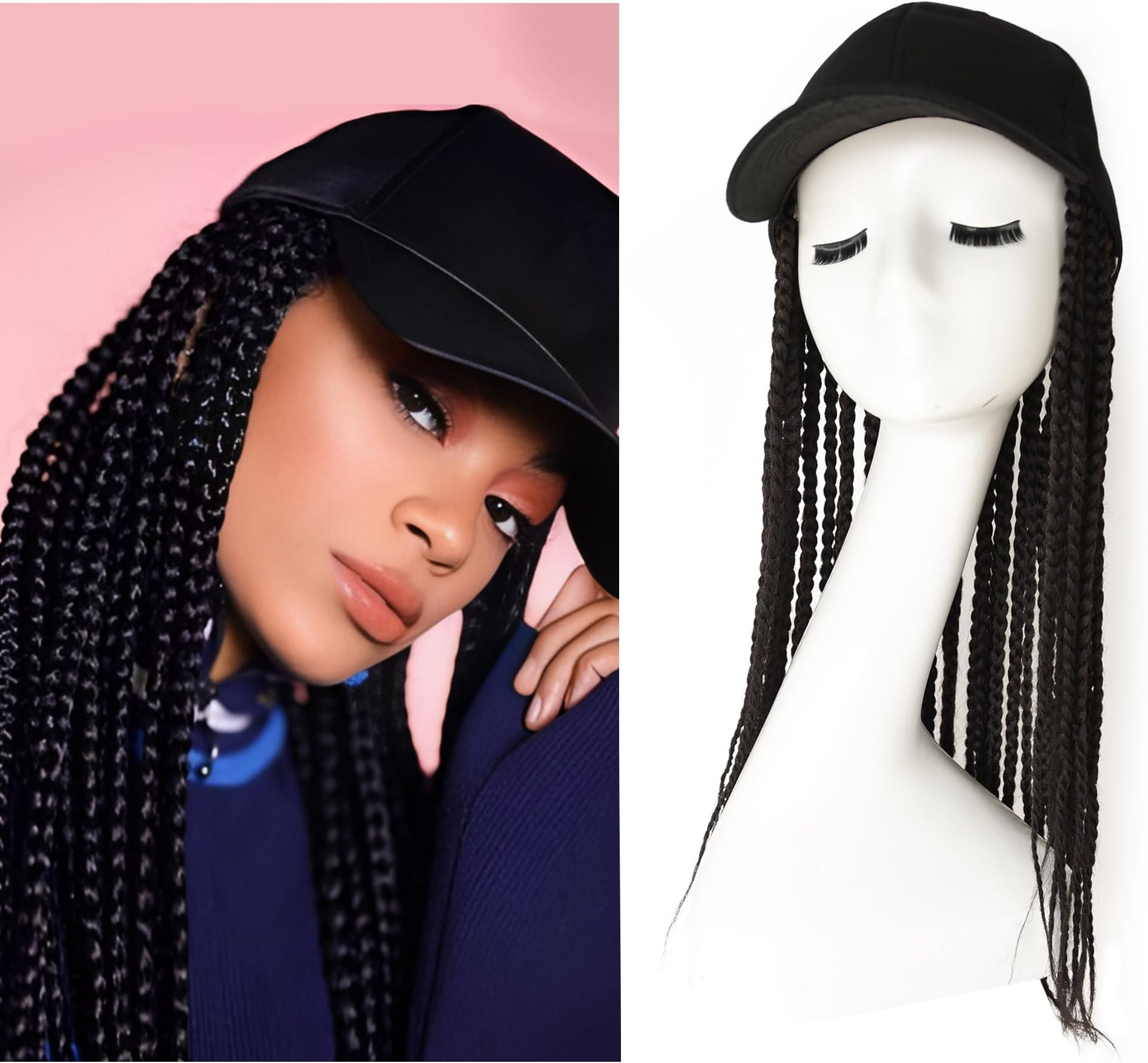Amazon.com : Meiverah Braided Baseball Cap Wig 20 inch Braid Hair ...