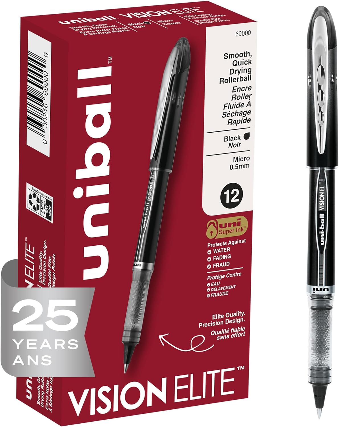 Amazon.com: uni-ball Vision Elite Rollerball Pens Fine Point Micro Tip ...