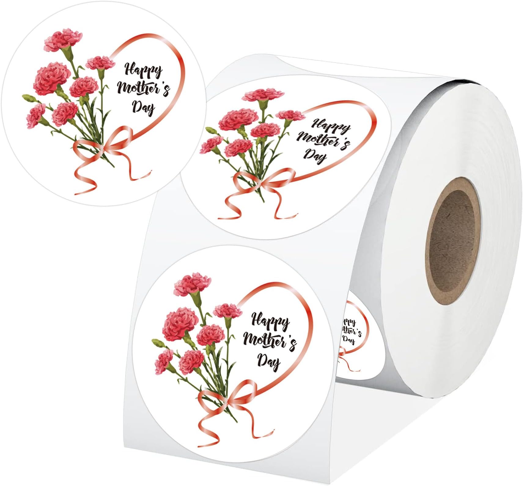 Amazon.com : 2 inch Happy Mother's Day Labels Floral Mothers Day Red ...
