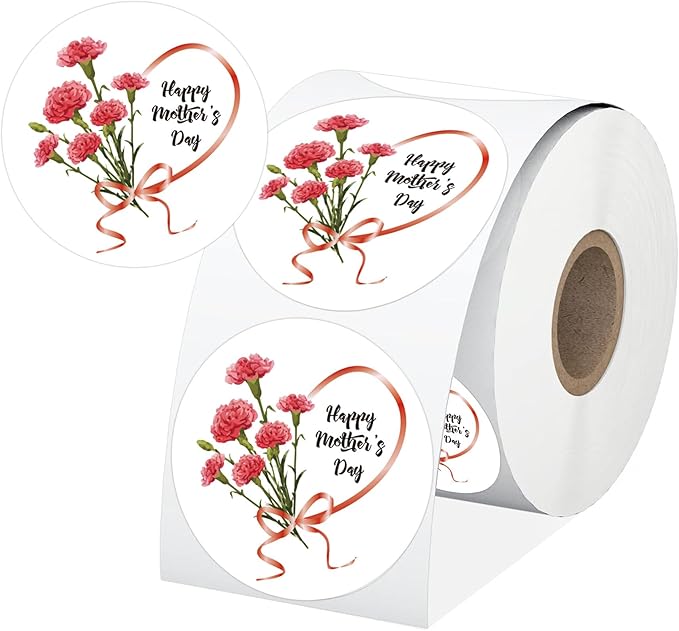 Amazon.com : 2 inch Happy Mother's Day Labels Floral Mothers Day Red ...