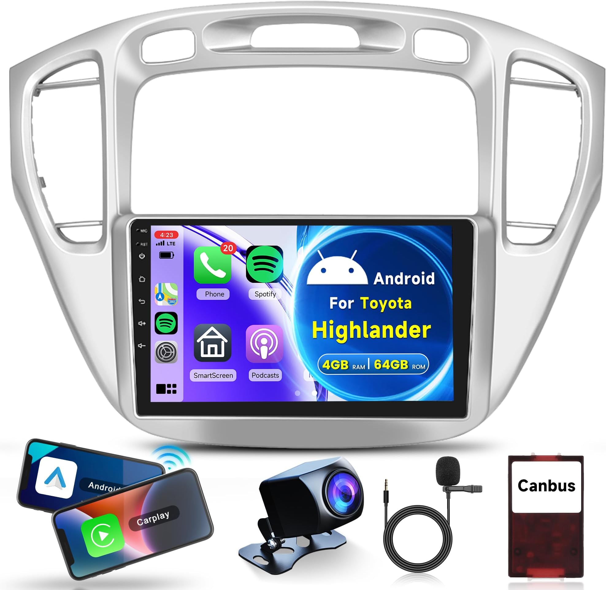 Amazon.com: Android Car Stereo for Toyota Highlander 2000-2007 ...