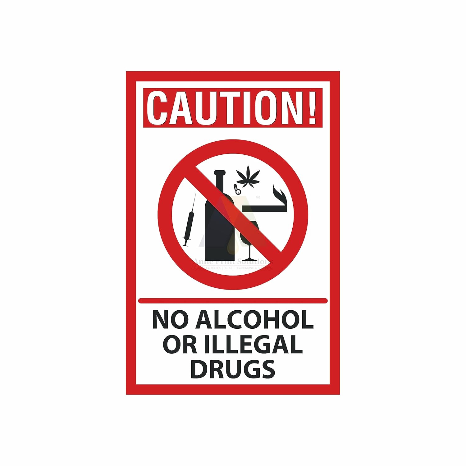 Anne Print Solutions® Caution No Alcohol Or Illegal drugs Stickers ...