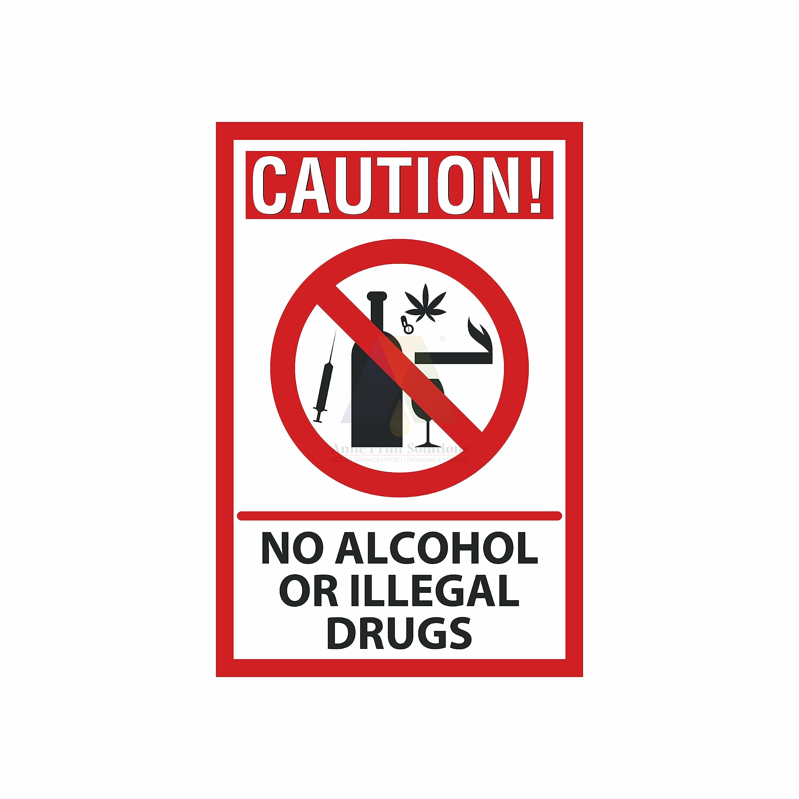 Anne Print Solutions® Caution No Alcohol Or Illegal drugs Stickers ...