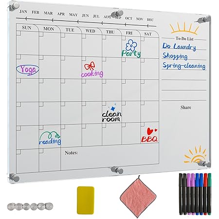 Amazon.com: Acrylic Dry Erase Calendar Board for Wall,18" *14" Large ...