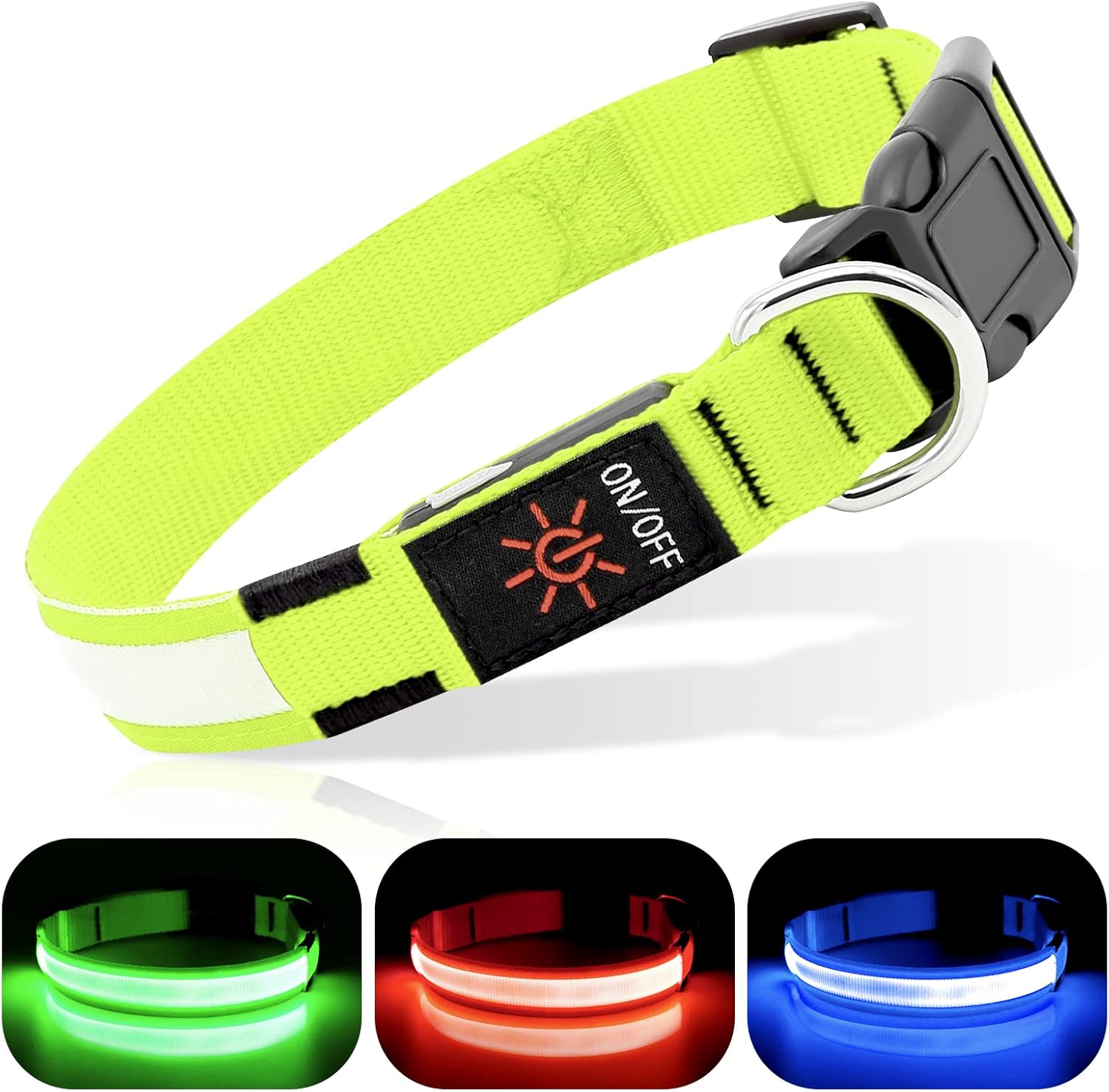 BSEEN Light Up Dog Collars - Rechargeable LED Dog Collar, Adjustable ...
