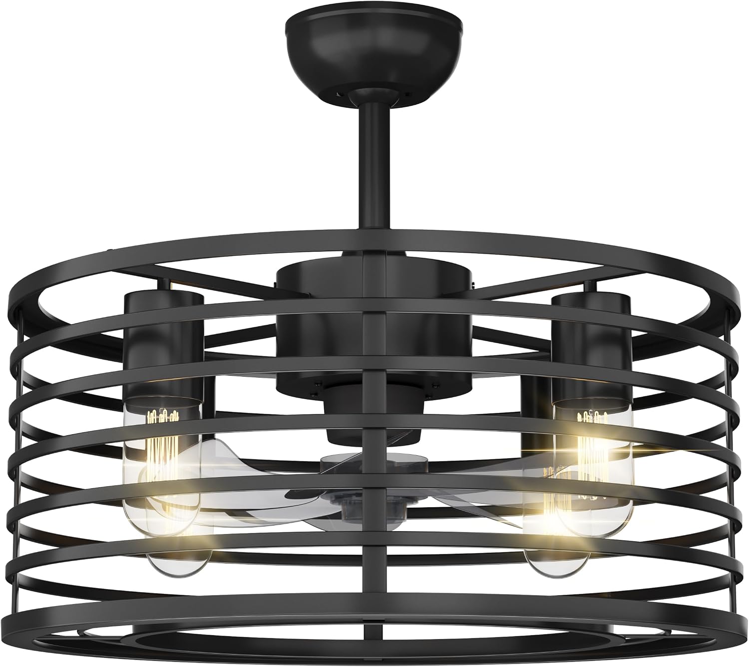 GAOMON 18in Black Caged Ceiling Fan With Light, Ceiling Fan Low Profile ...