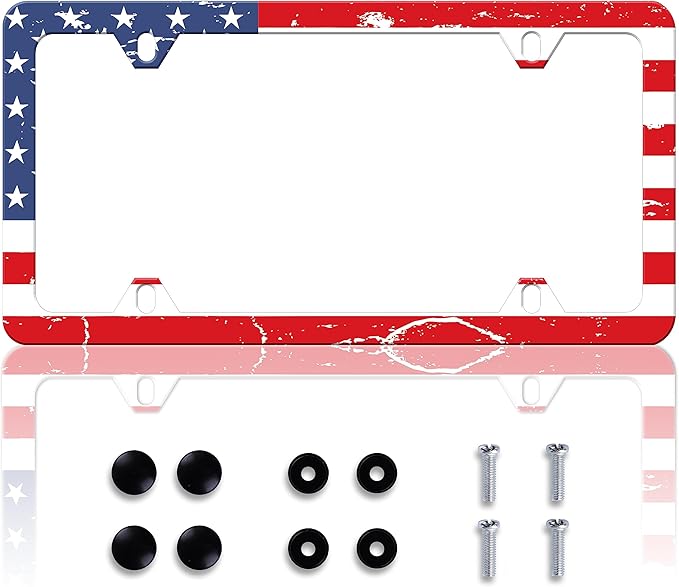 Amazon.com: Vintage American Flag License Plate Frame Patriotic License ...