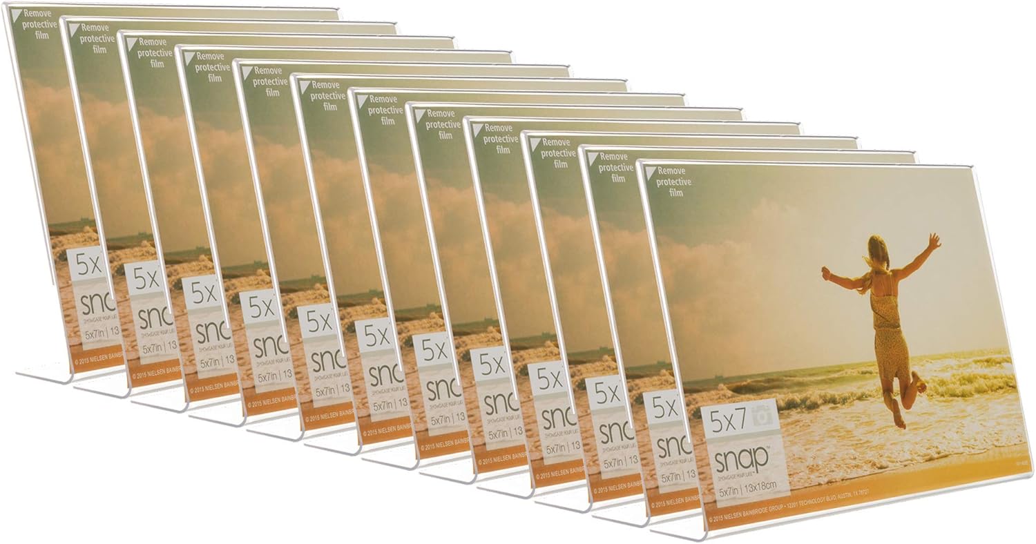 Amazon.com - Set of 12 Snap - 7"x5" Clear Acrylic Self Standing Photo ...