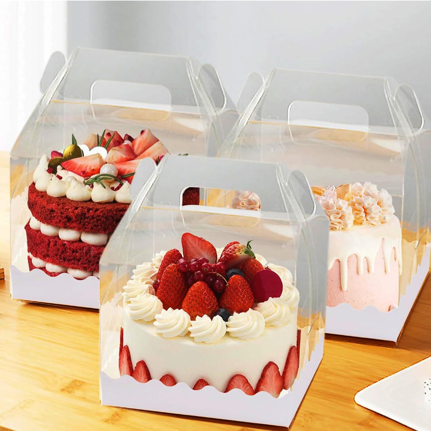 HASA zone 10Pcs Clear Cake Boxes, 4 Inch Party Cake Boxes, 14x14x12CM ...