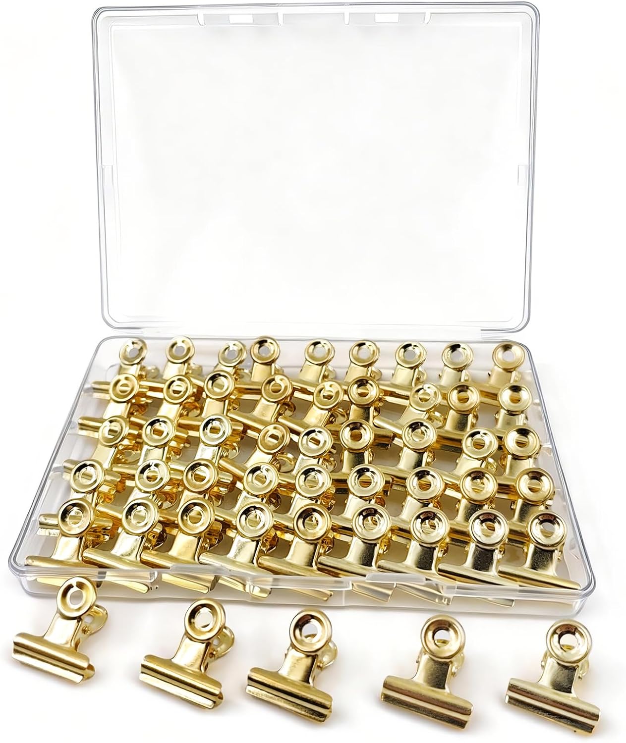 Amazon.com : 50 Pcs Metal Bulldog Clips, Gold Bull Binder,Mini Metal ...