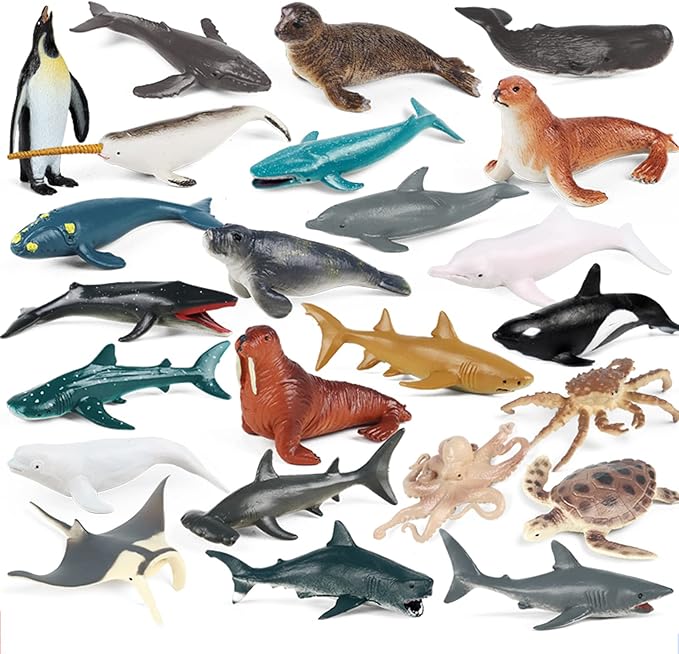 Amazon.com: 24PCS Mini Ocean Animal Figurines - Realistic Sea Creatures ...