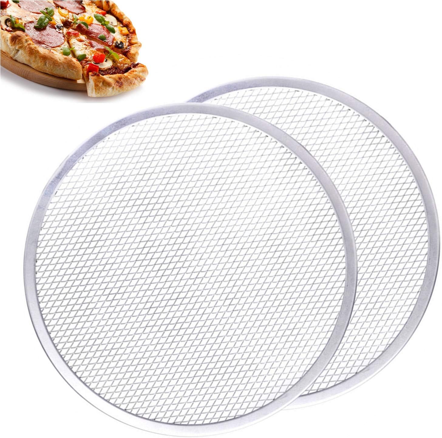 AZKEEGREY 2 Pack Aluminum Pizza Screen, 12 inch Pizza Mesh Trays for ...