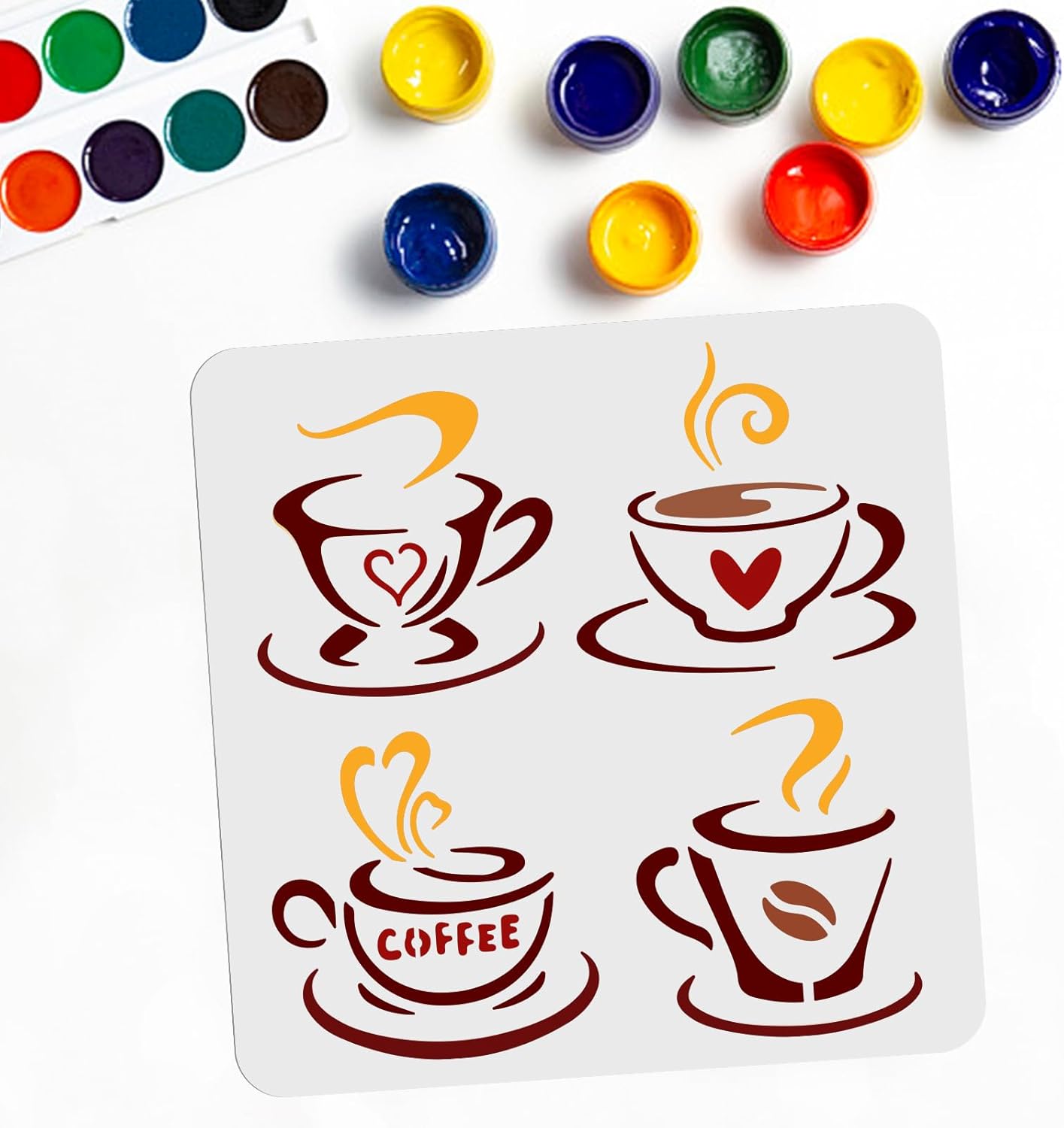 Amazon.com : MAYJOYDIY 4 Styles Coffee Cup Stencil Coffee Drawing ...