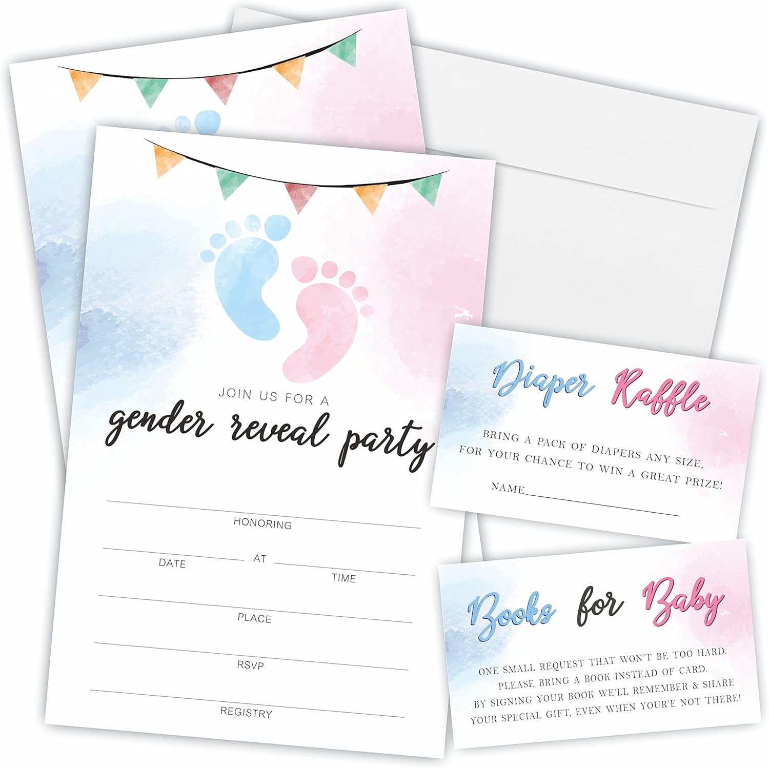 JCVUK Juego de 25 invitaciones para baby shower con sobres boletos para ...