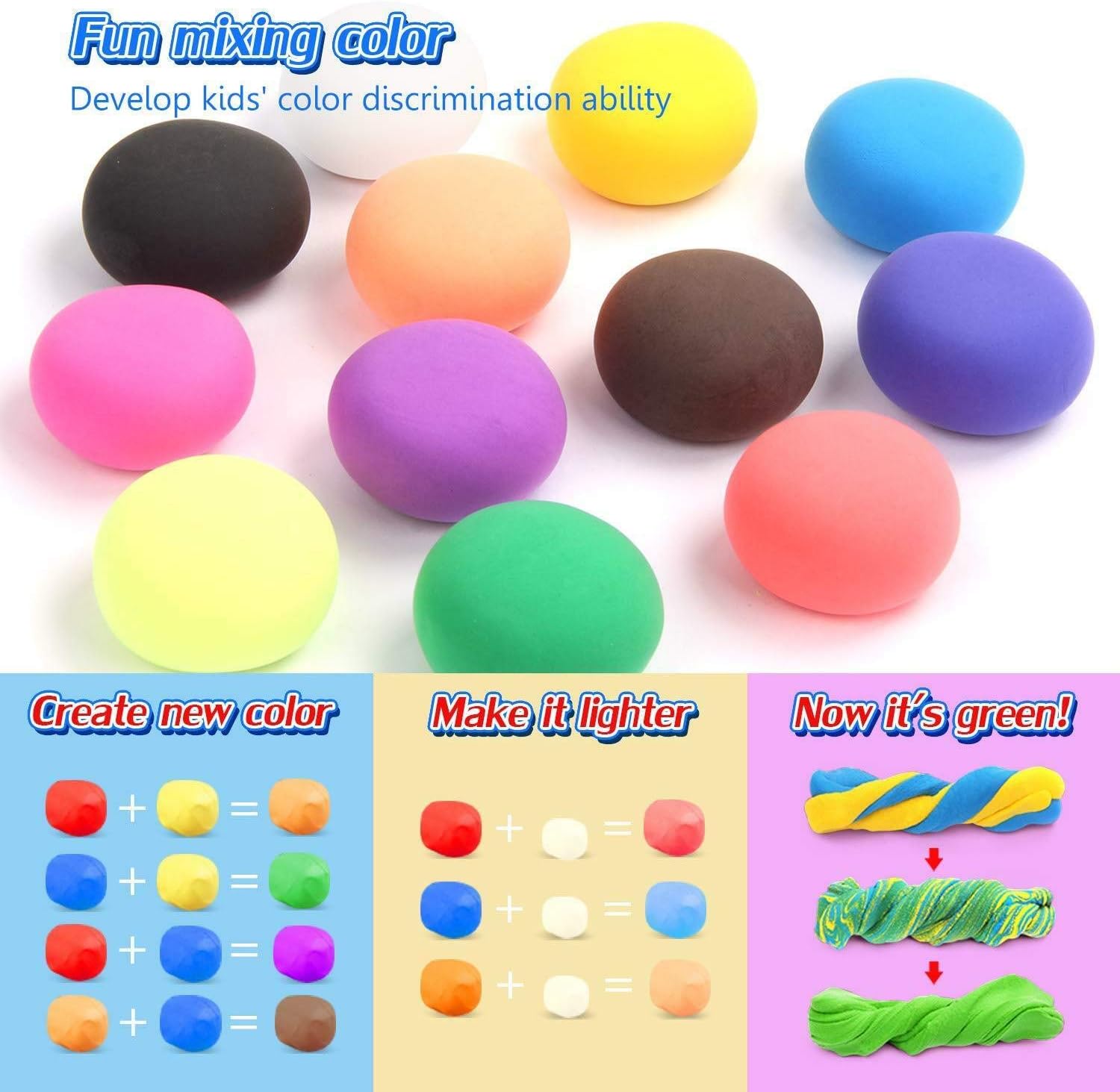 24 Colors Air Dry Clay Modeling Clay Set Magic Clay Studio Toy No-Toxic ...