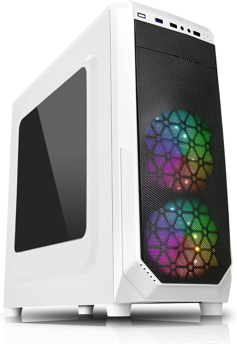 CiT Prism Gaming Case with 2 RGB Front Fans, Side Window and Remote ...
