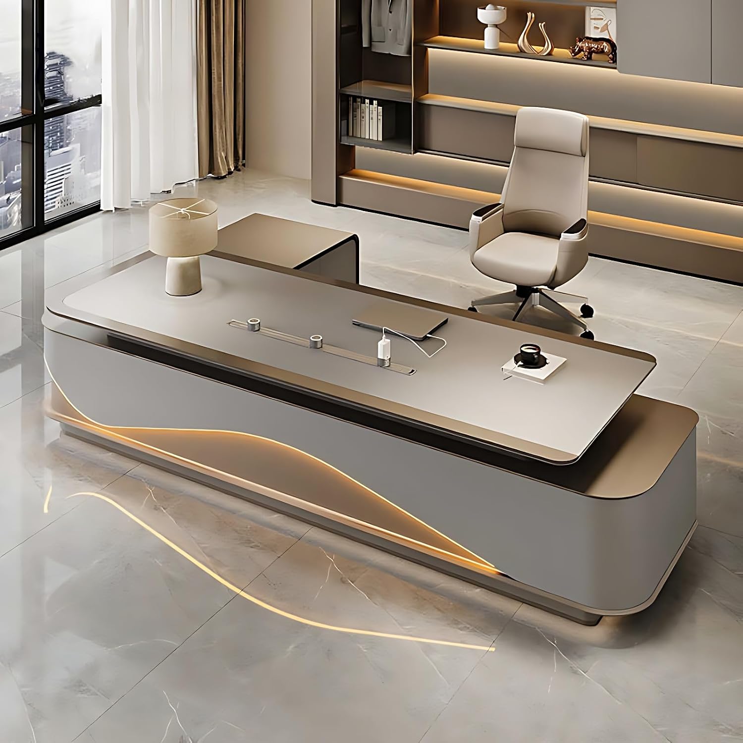 Amazon.com: ZGNBSD Executive Desk - l Shaped Desk with Light Strip ...