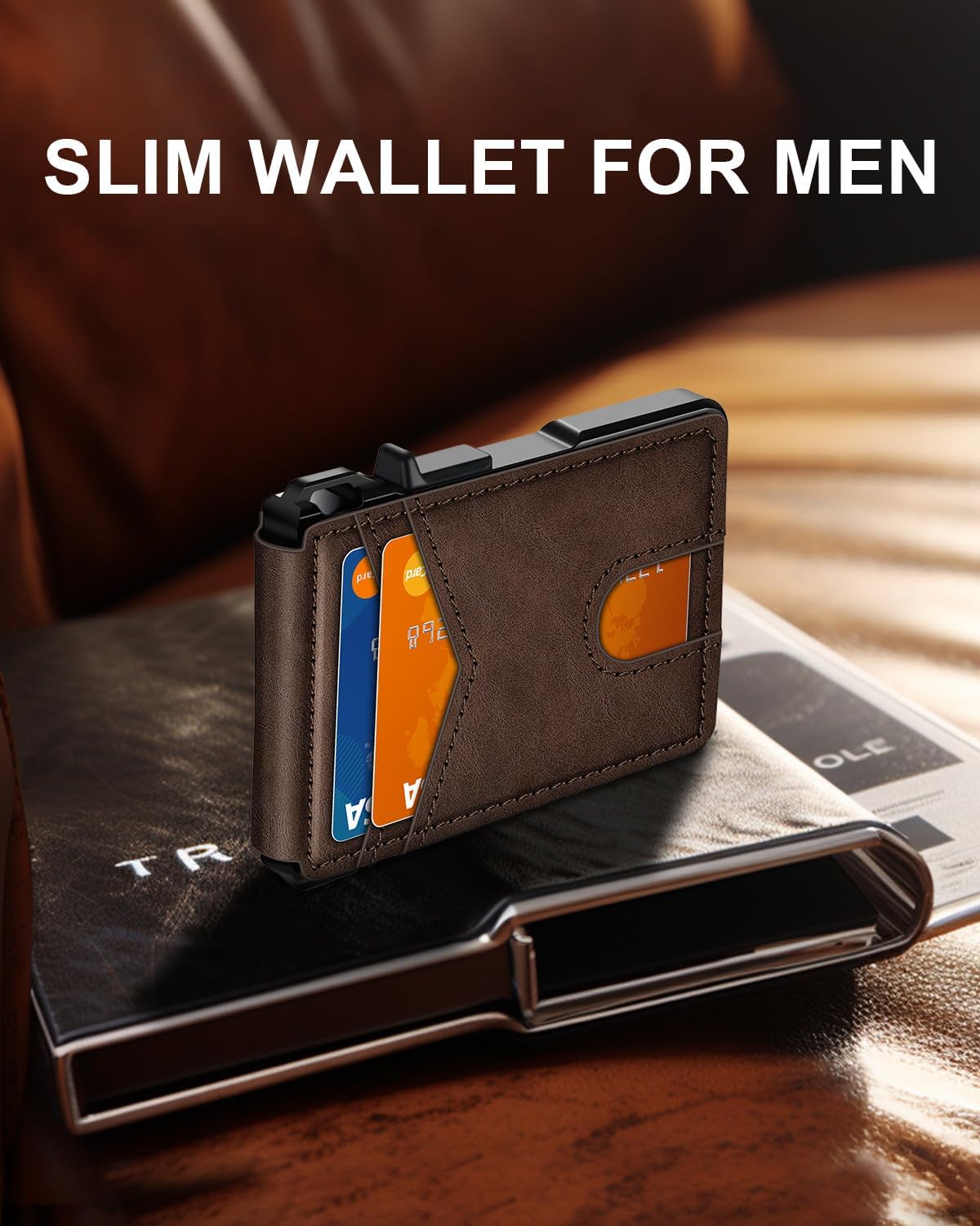 Wallet for Men, Mens Minimalist Wallet 9-13 Cards, Slim Compact Wallet ...