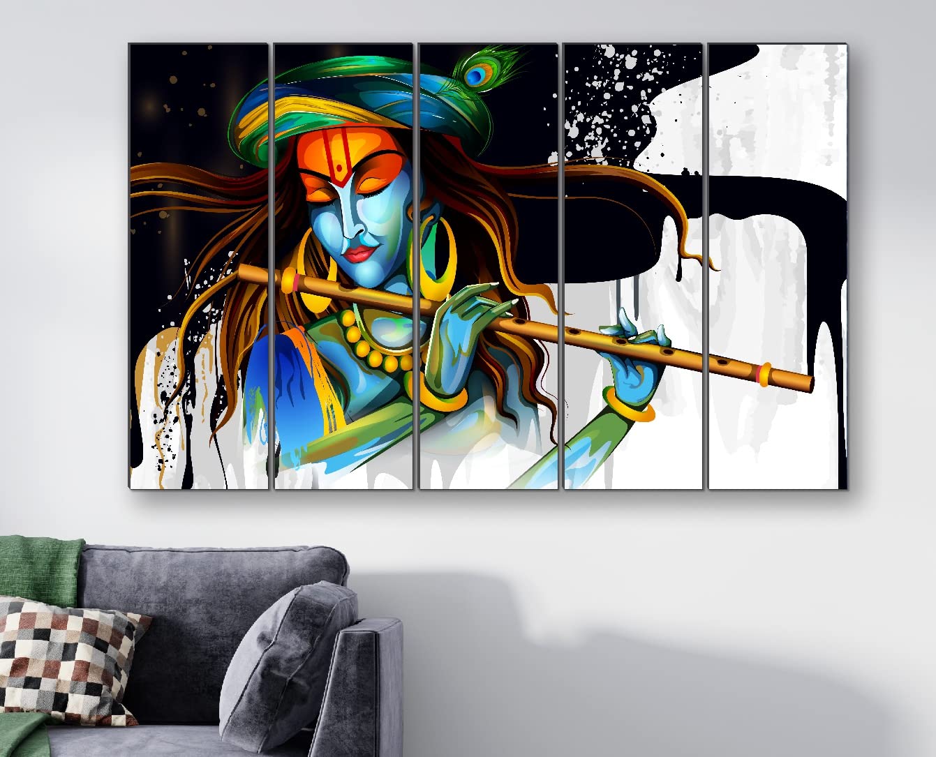 SAF paintings Set of 5 Lord Krishna modern art 6MM MDF large Premium ...