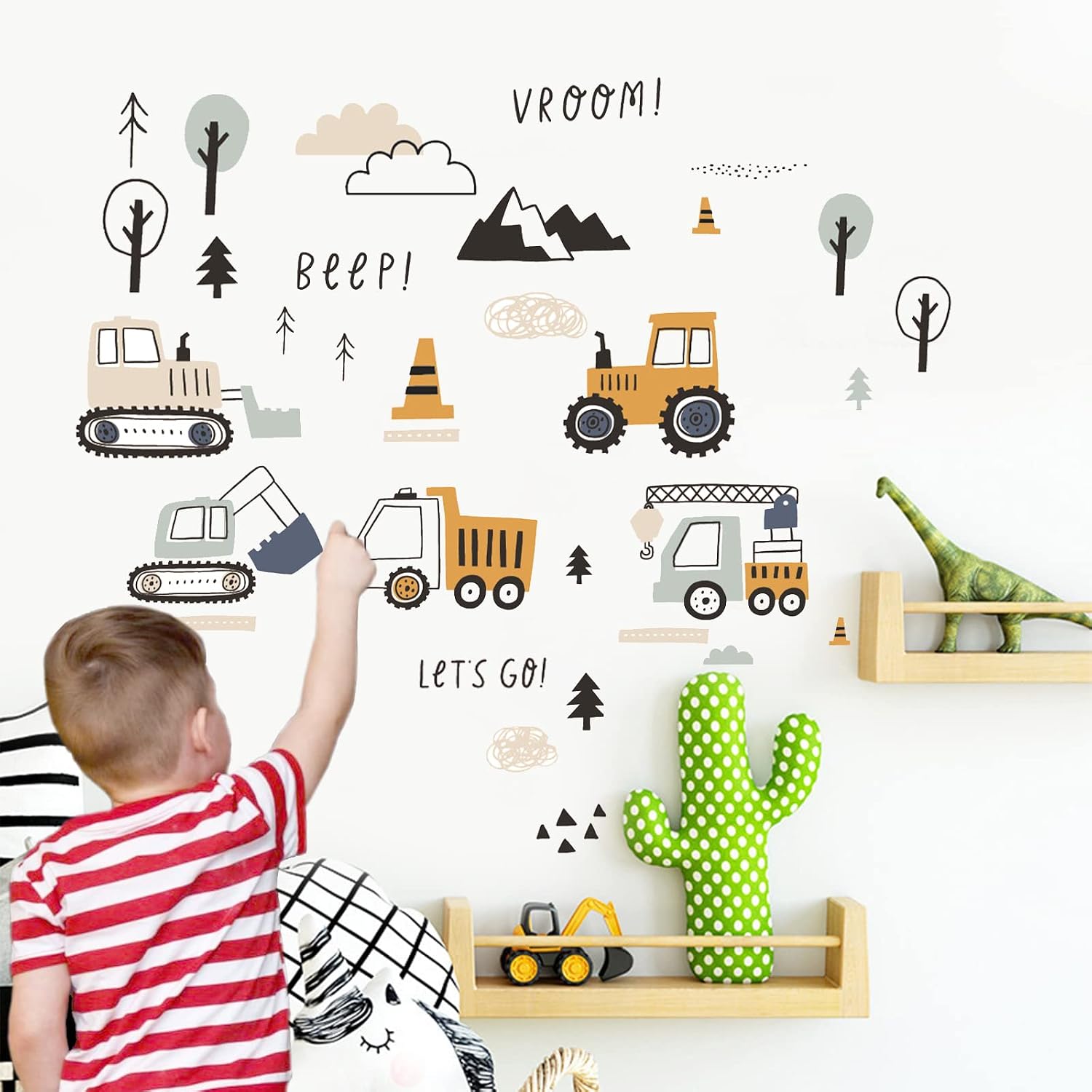 CIOUYAOS Digger Wall Stickers, Car Wallpaper Bedroom Decor ...