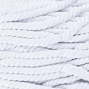 Premium Super Soft Colored Twisted Cotton Rope (White - 10 Feet X 1/2 ...