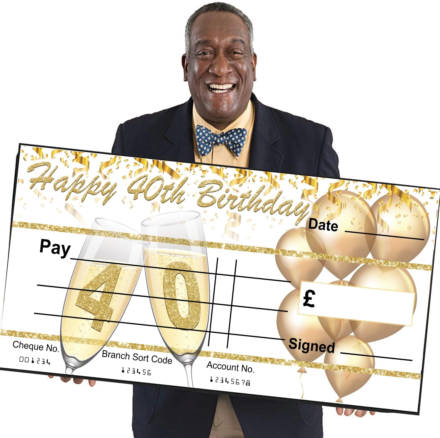 BLANK Cheque Check Presentation Gift 40th Birthday Present Reusable V30 ...