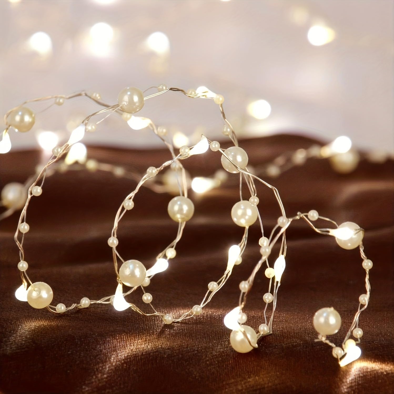 Amazon.com: FAc3may Ocean Pearl Beads String Lights, 6.56 ft 20 LED ...