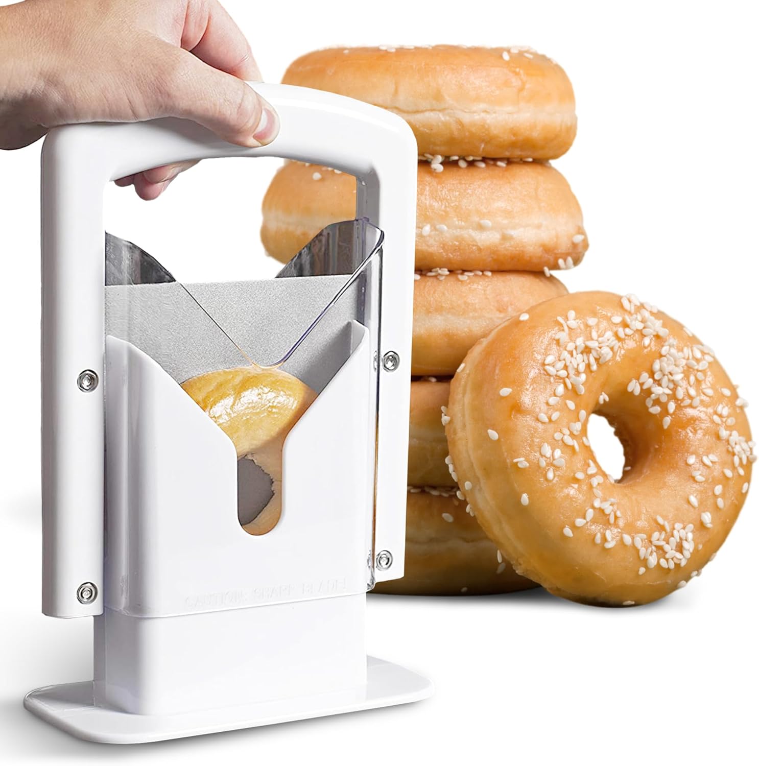 Amazon.com: Cheer Collection Guillotine Style Bagel Slicer with Safety ...