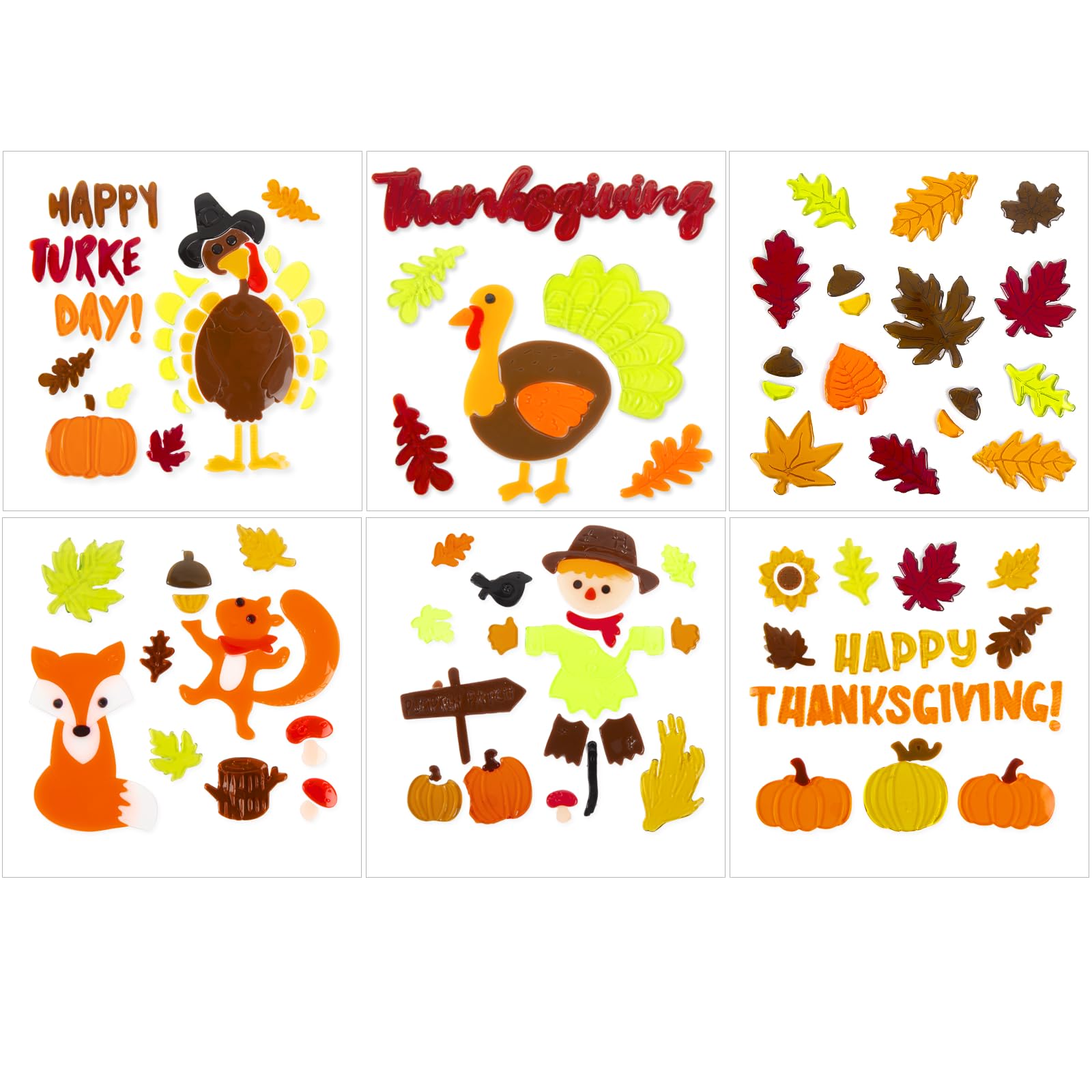 Amazon.com: Fall Thanksgiving Window Gel Clings,Happy Thanksgiving ...