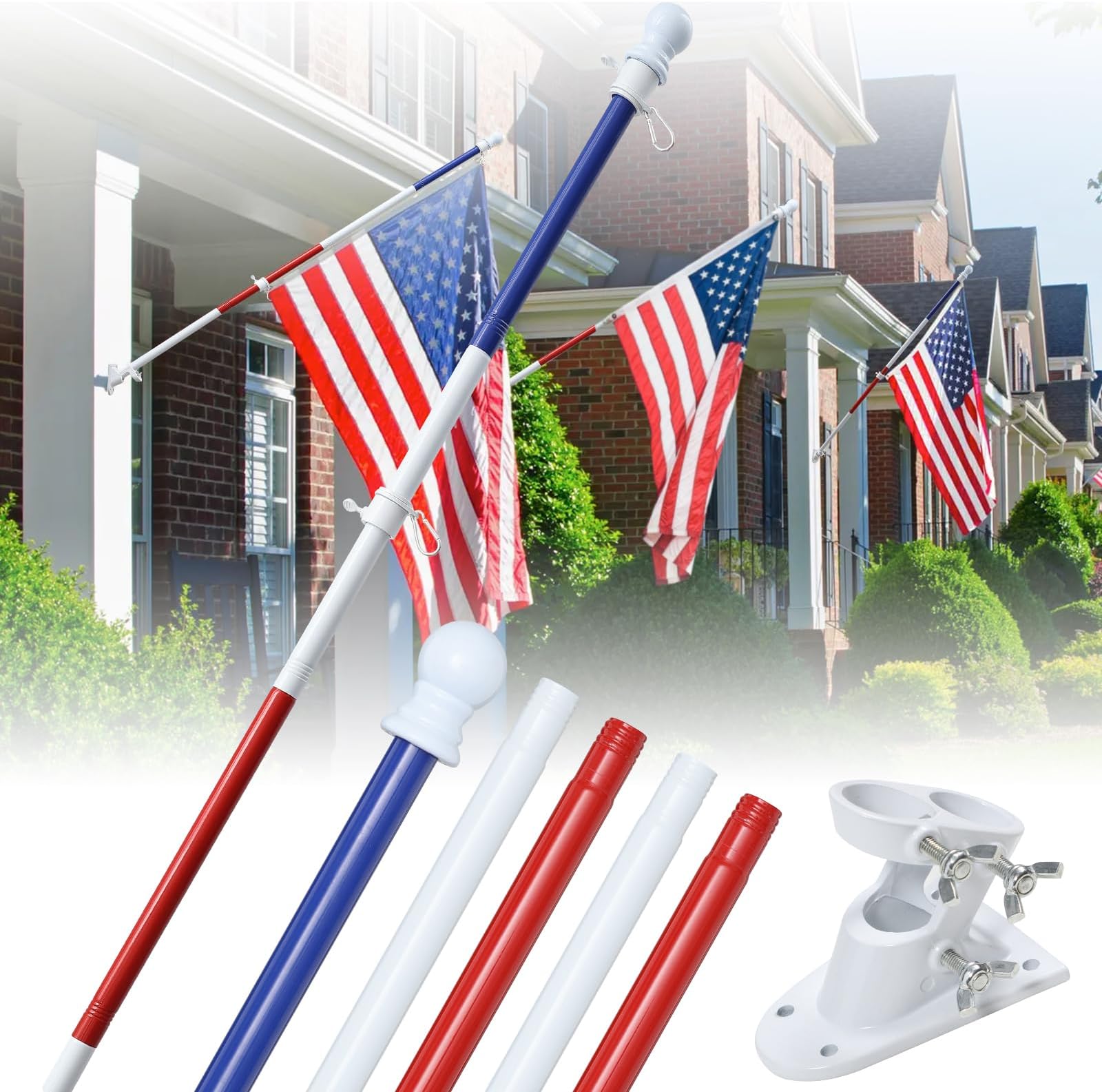 Amazon.com : Flag Pole with Holder for Outside House - 6ft Heavy Duty ...