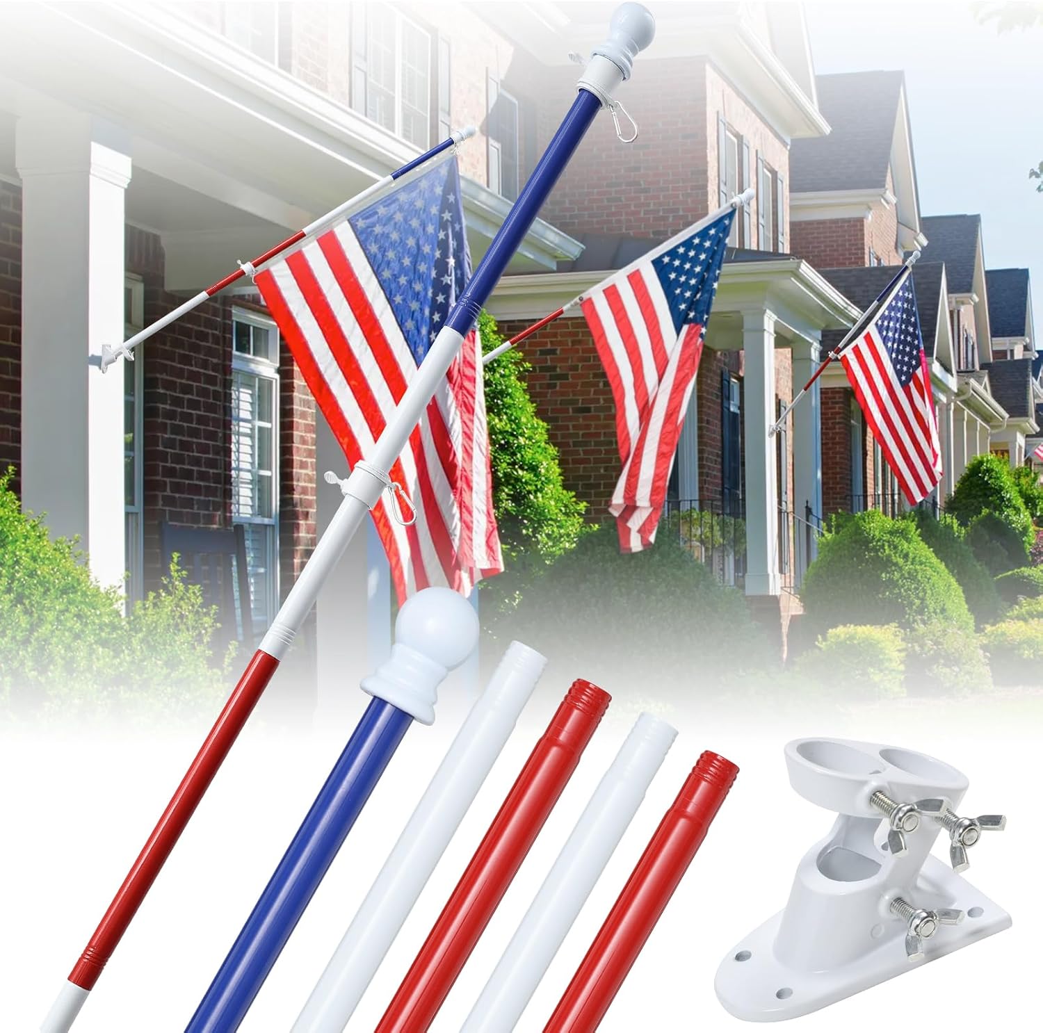 Amazon.com : Flag Pole with Holder for Outside House - 6ft Heavy Duty ...