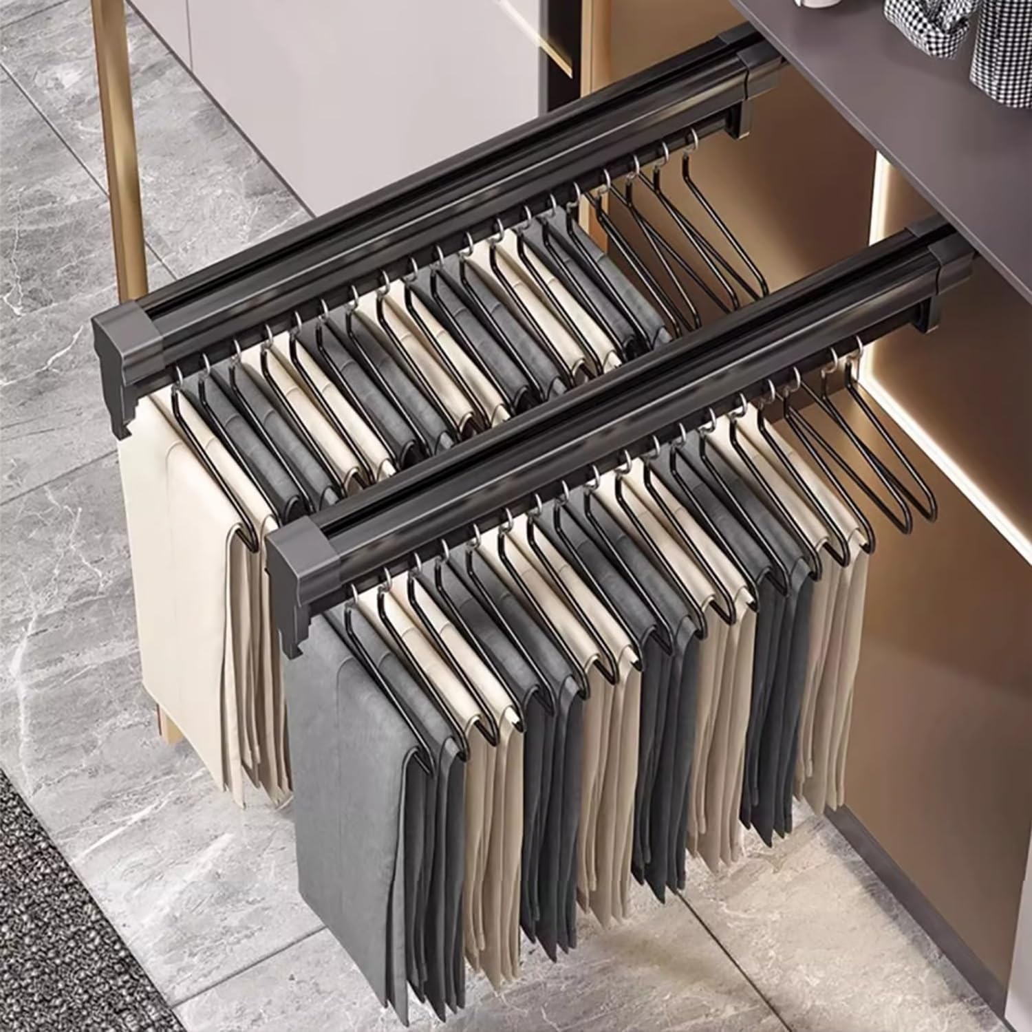 Pull Out Closet Valet Rod 31-56cm, Pull Out Clothes Rail, Adjustable ...