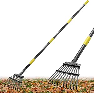 Amazon.com : Rake for Leaves, 8.5 Inch Wide Small Garden Rake - 60 Inch ...