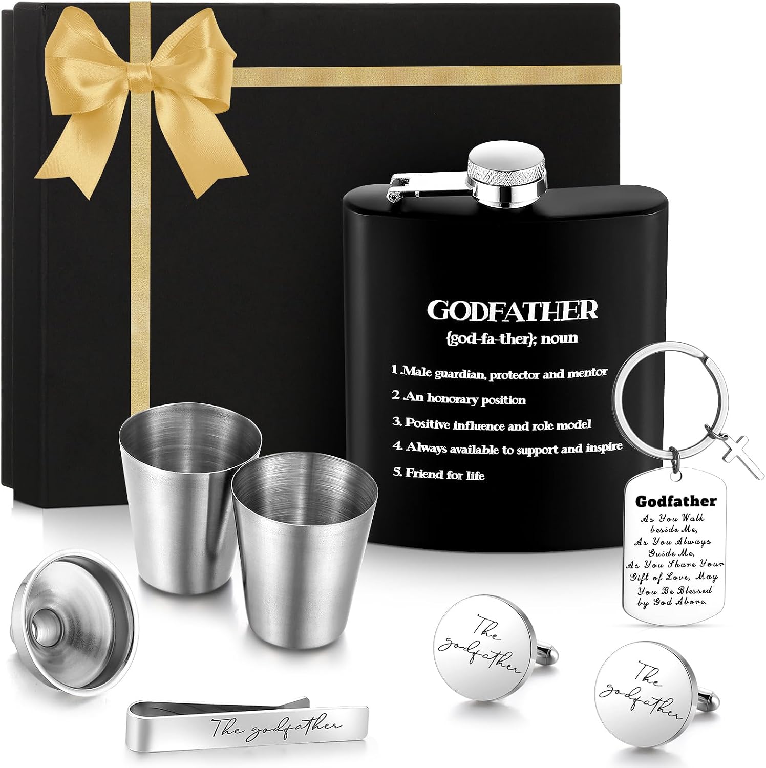Amazon.com: Layhit 8 Pcs Godfather Gift Set, Stainless Steel Flasks ...