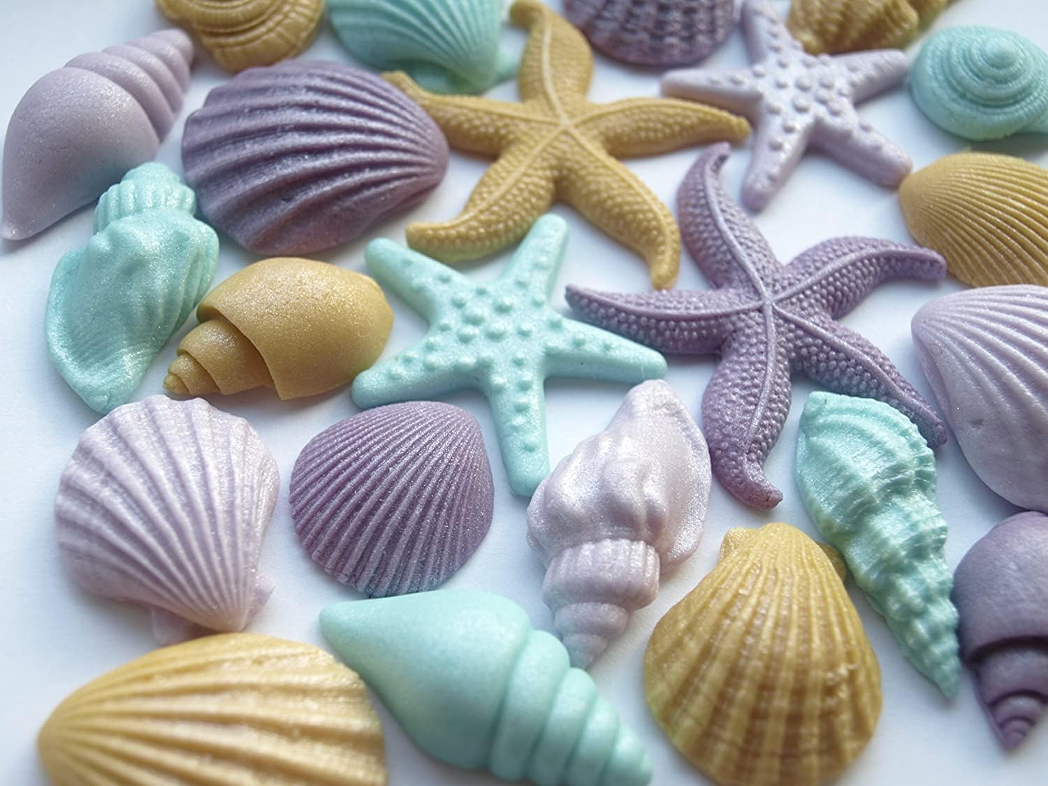 Amazon.com: 24x Edible Mermaid Seashells Cupcake Cake Toppers Sugar ...