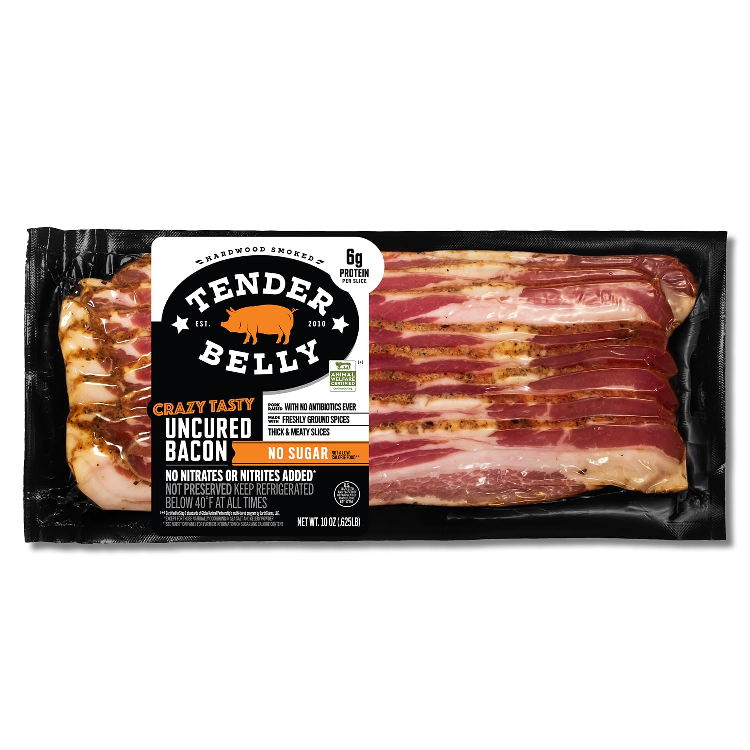 Amazon.com: Tender Belly No Sugar Bacon, Uncured, Dry Rubbed & Thick ...