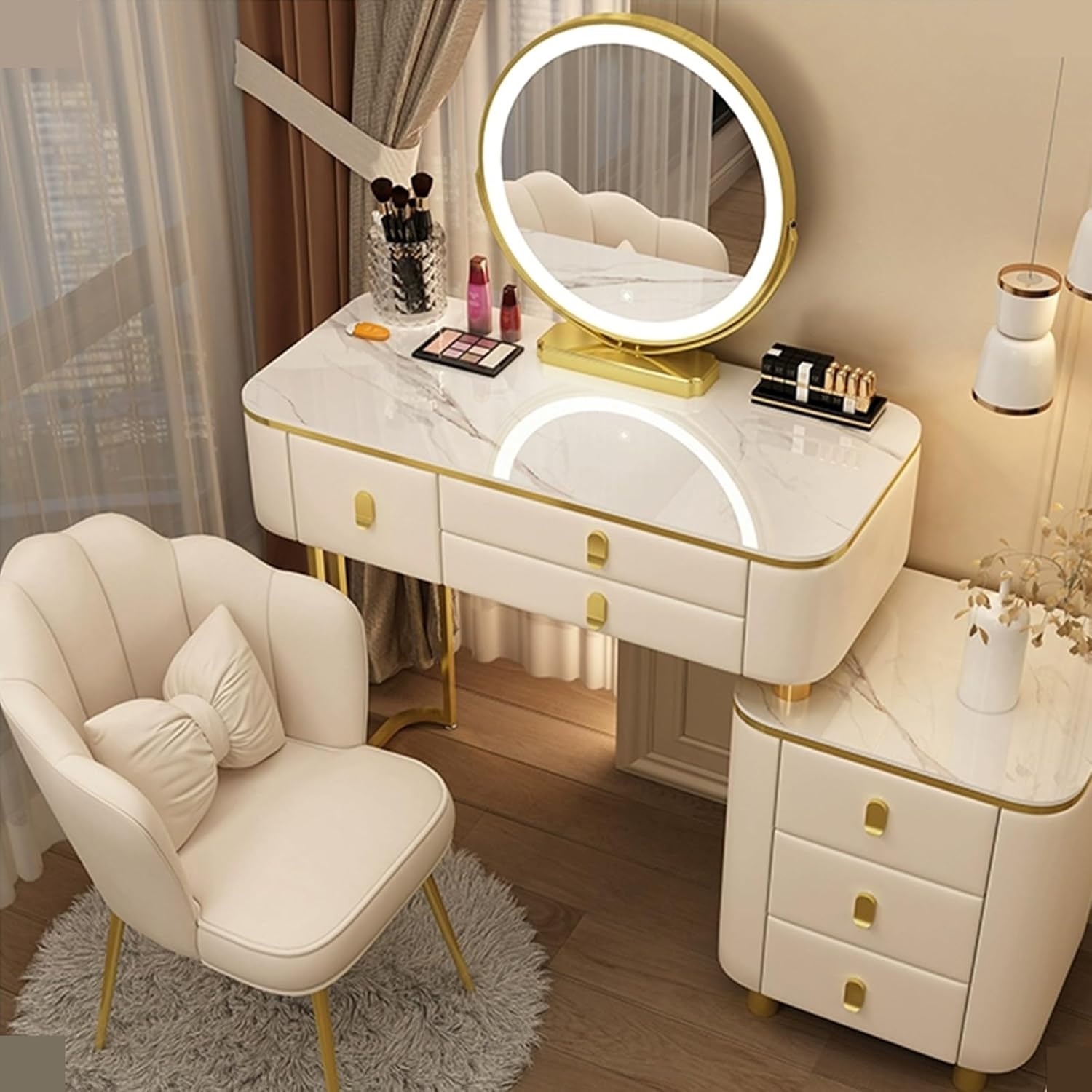 Amazon.com: All solid wood slate dressing table, dressing table, smart ...