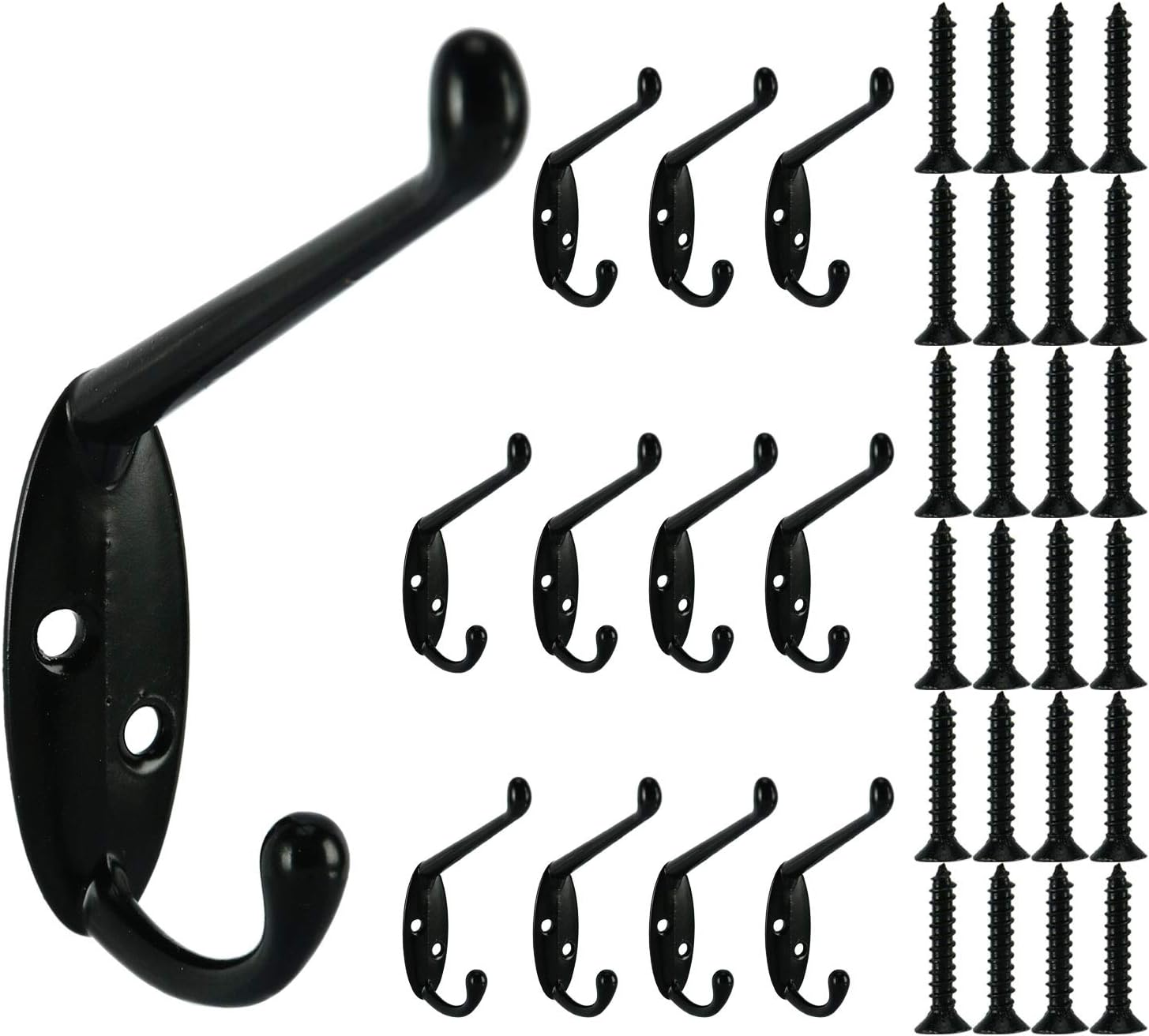 Homend 12-Pack Coat Hooks, Heavy-Duty Dual Prong Wall Mounted Hooks in ...