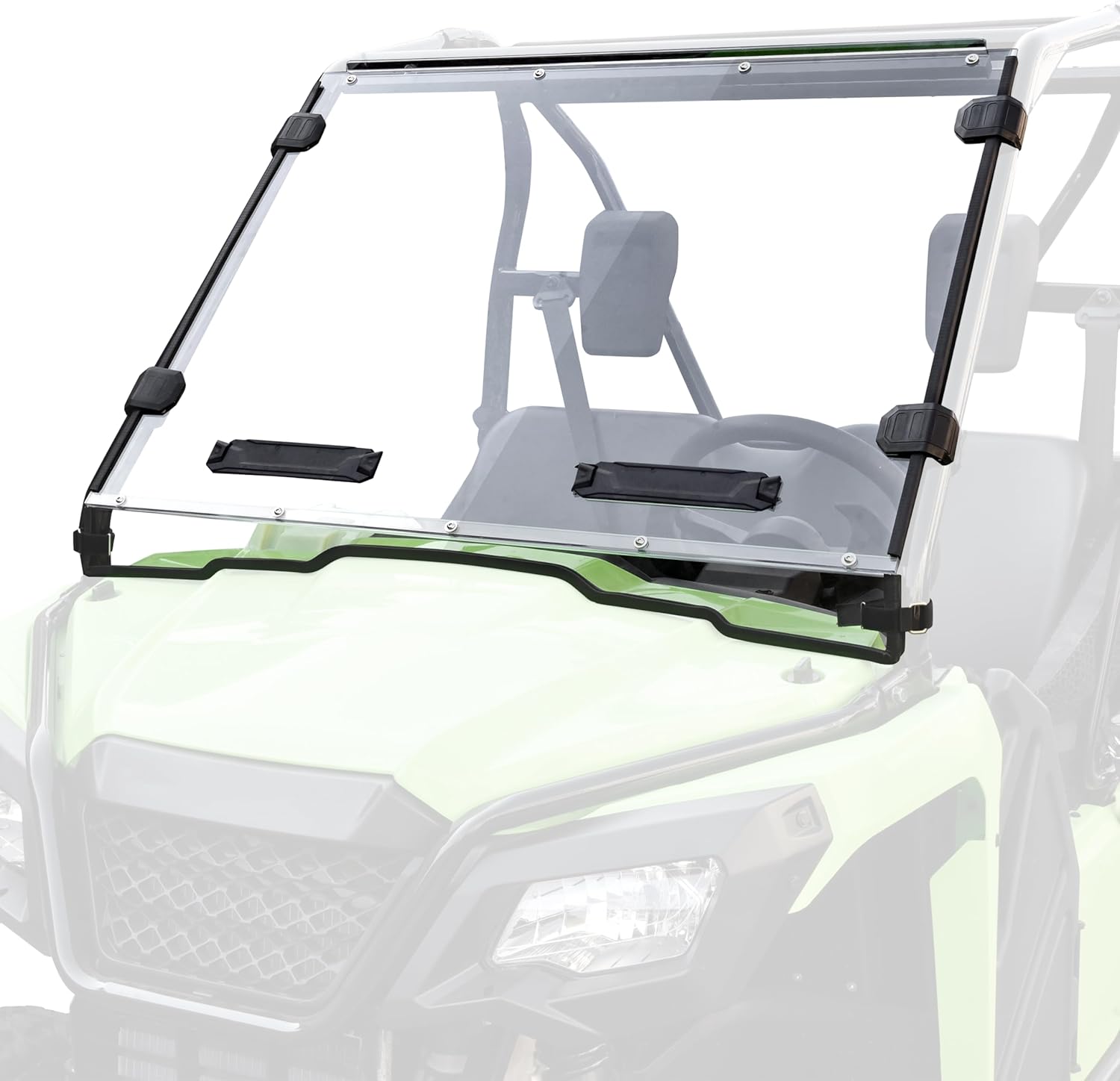 SAUTVS Full Windshield for Honda Pioneer 520 500 2015-2025, Clear Hard Coated Poly Vented Front ...