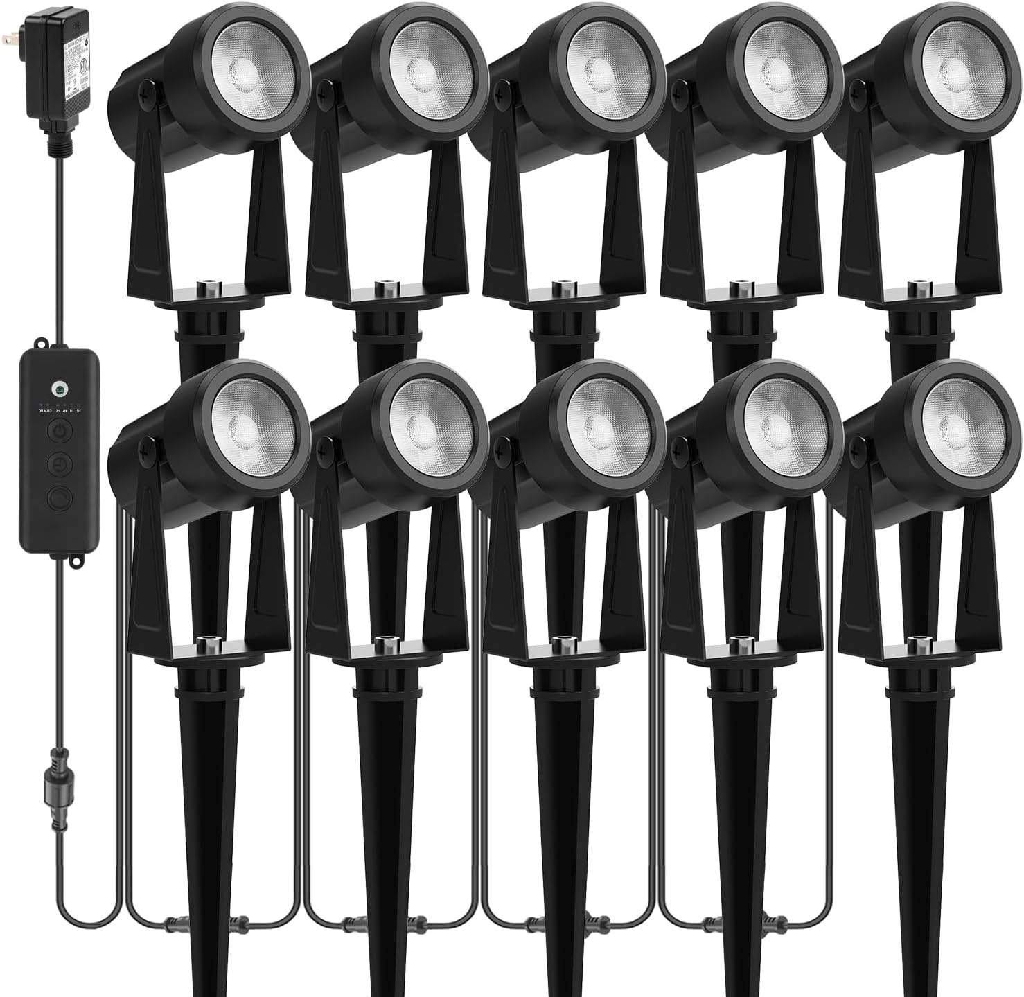 ZYAN 10 Pack Outdoor LED Landscape Spotlights with Sensor, Dimmable ...
