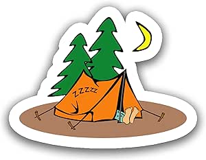 Amazon.com - Sleeping Camper Funny Camping Vinyl Bumper Sticker Decal 5 ...