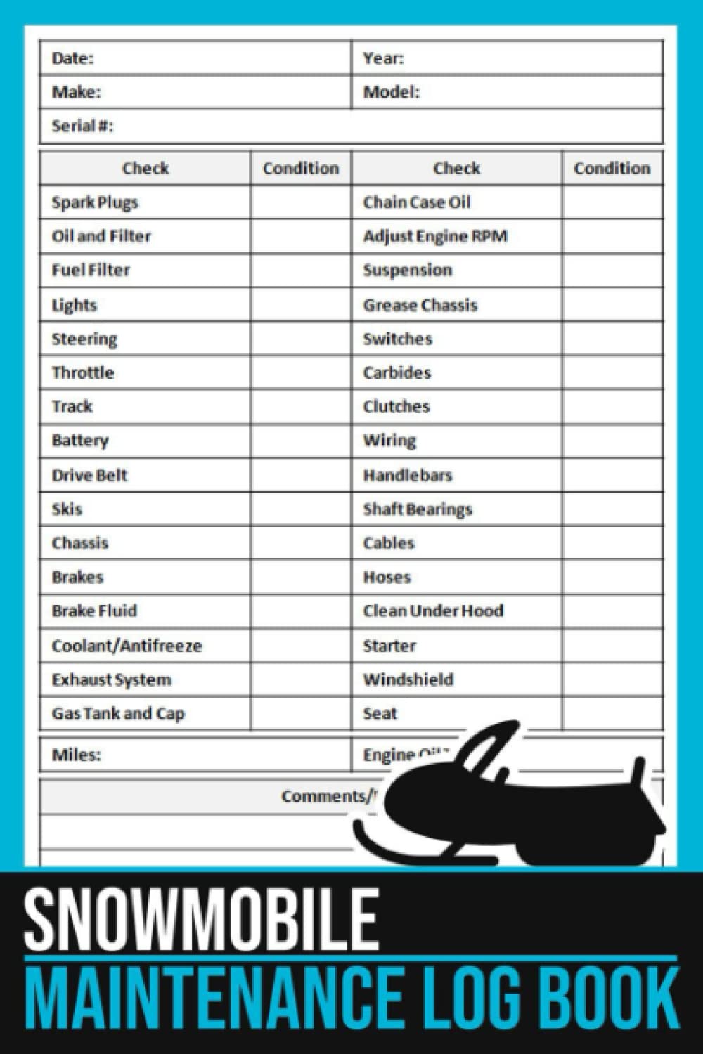 Buy Snowmobile Maintenance Log Book: Snowmobile Maintenance Journal ...