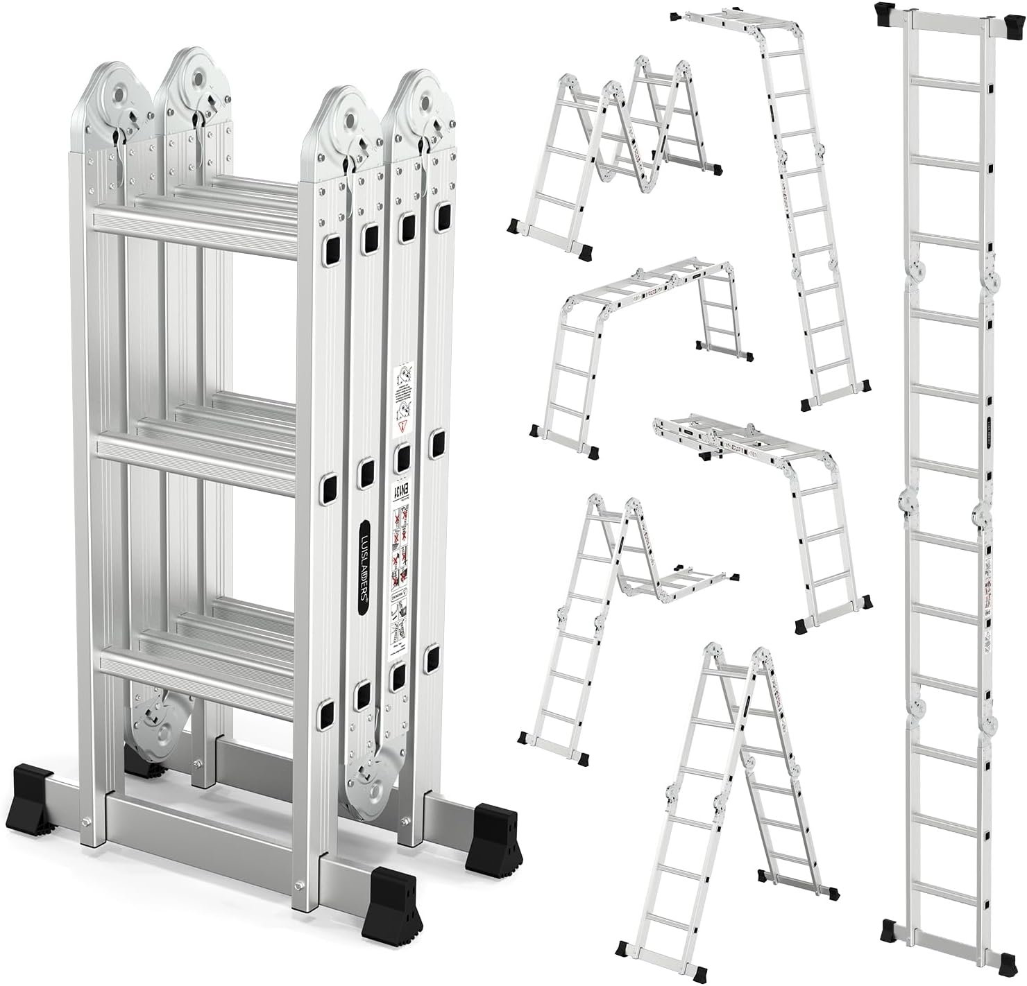 30 FT Aluminum Telescoping Ladder with One-Button Retraction ...