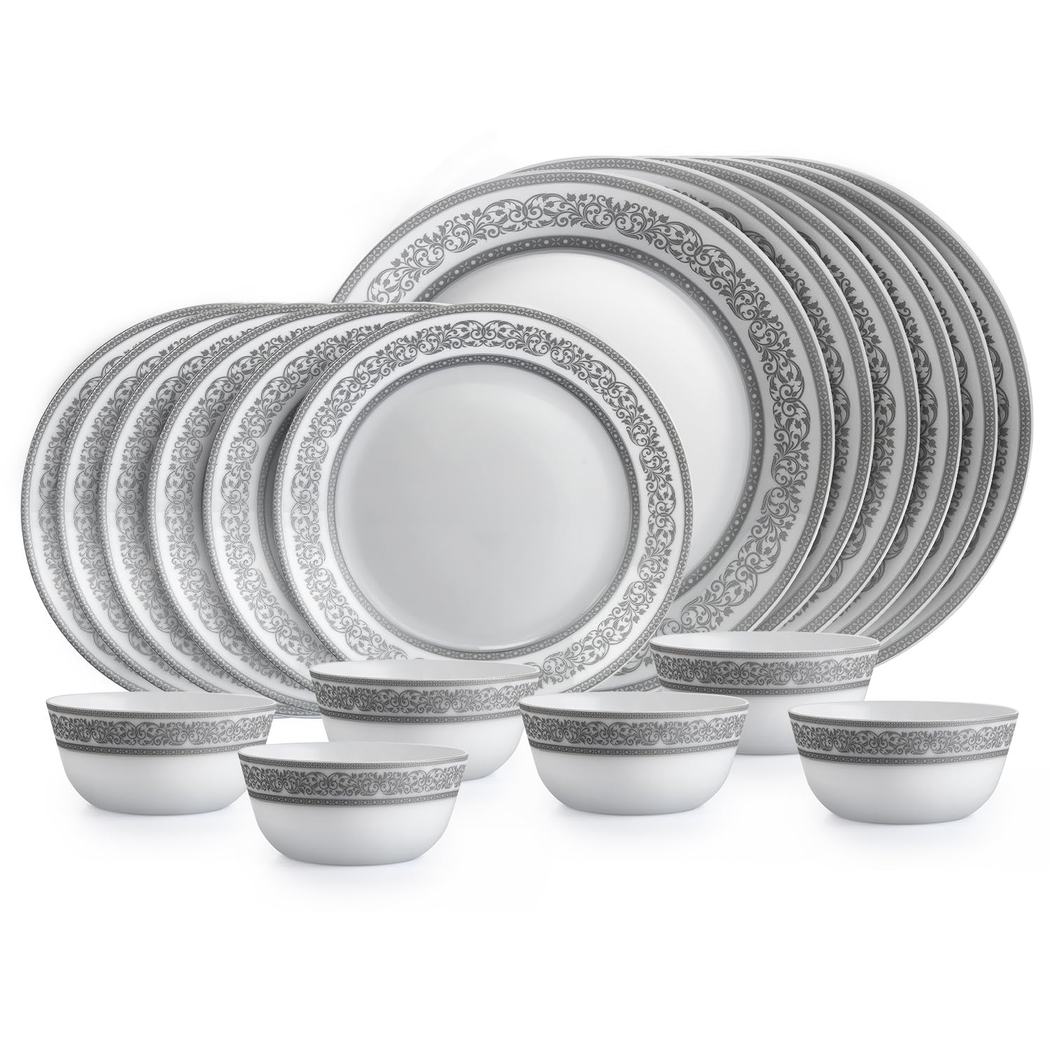 Cello Opalware Solitaire Series Argento 18-Piece Dinner Set | Opal ...