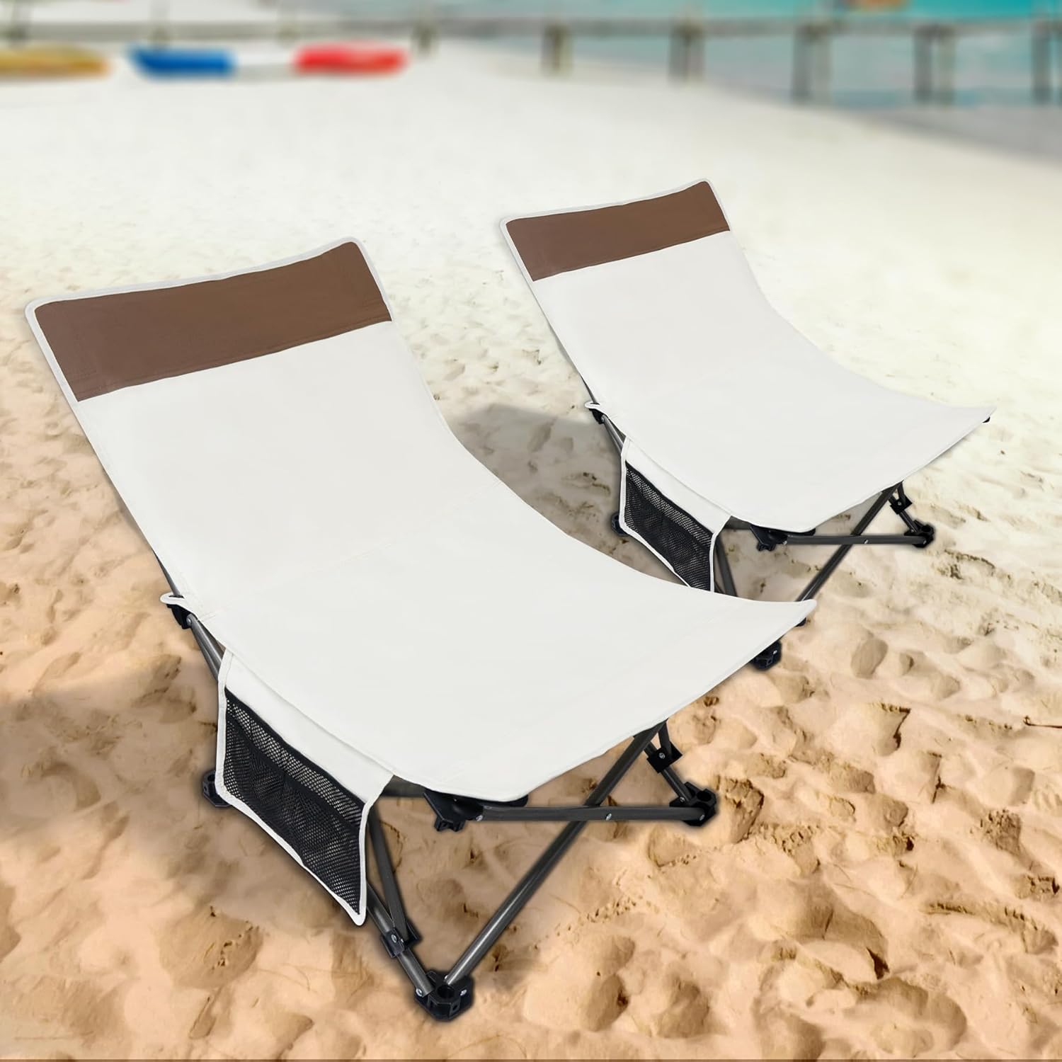 Amazon.com: Compact Backpack Beach Chairs 2 Pack with Adjustable ...