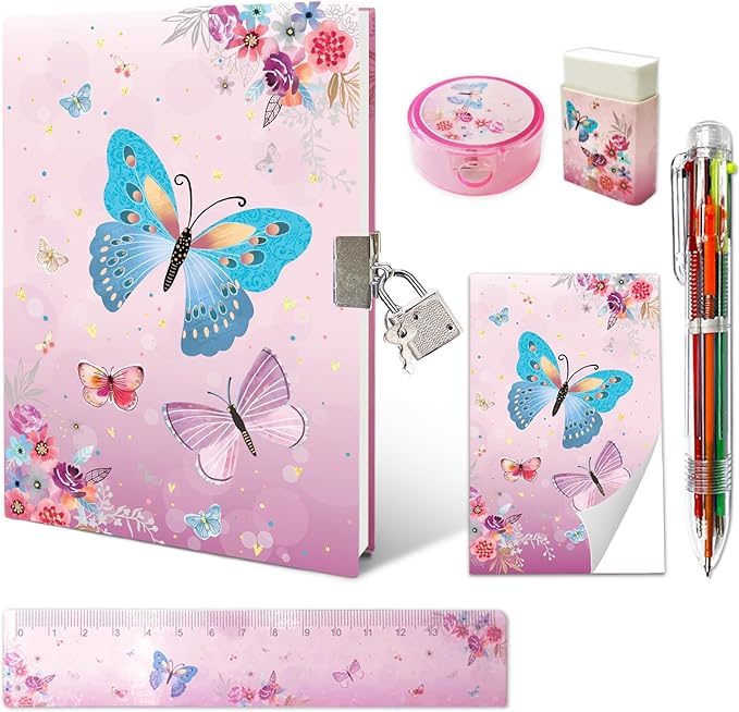 Amazon.com: Butterfly Girls Diary with Lock, Set of Diary for Girls ...