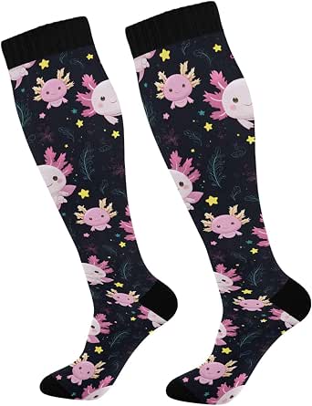 Amazon.com: GKCLOCK Axolotl Star Pattern Compression Socks for Women ...